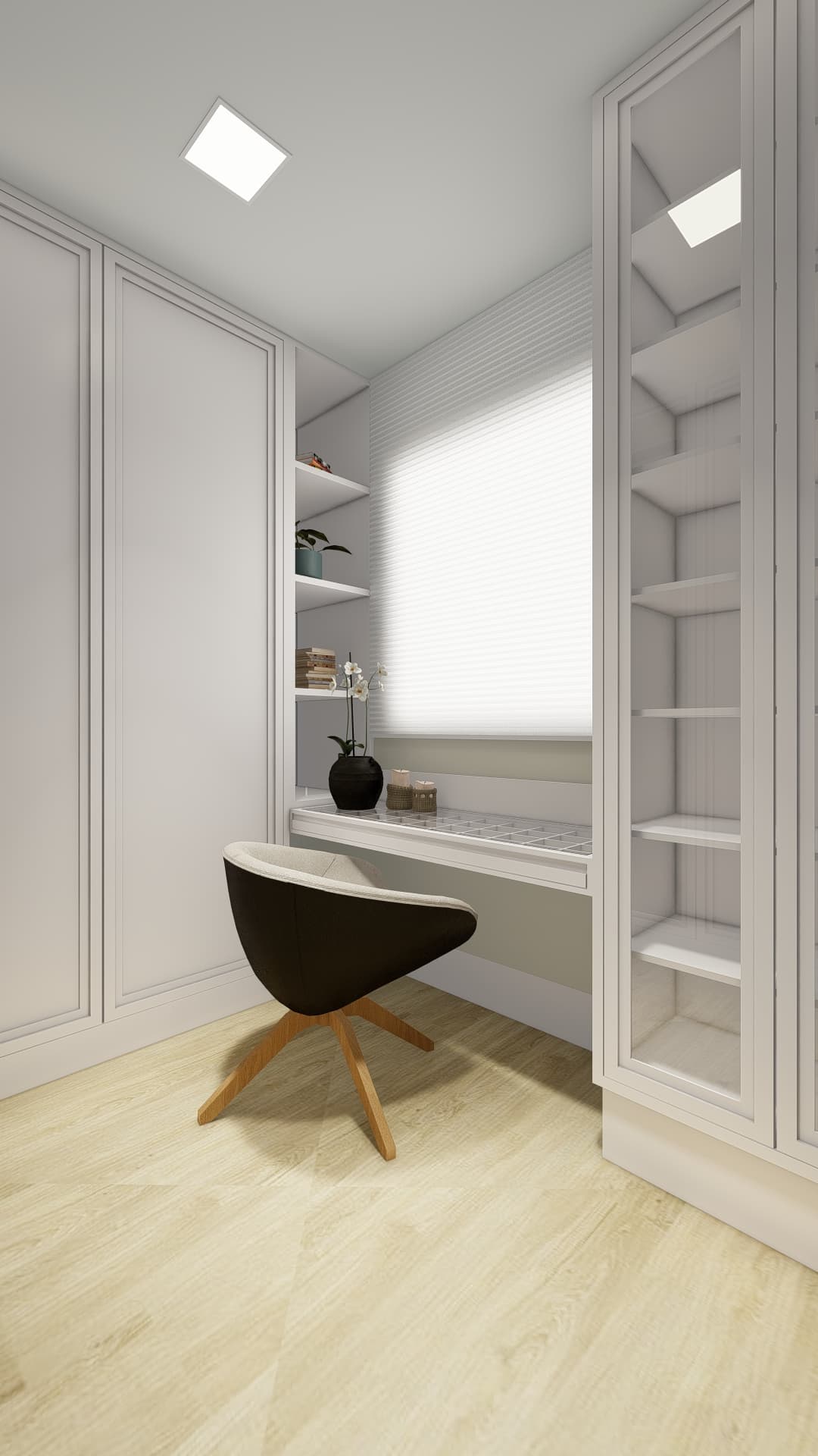 Closet Branco com Espelho Embutido - Italico Special Homes