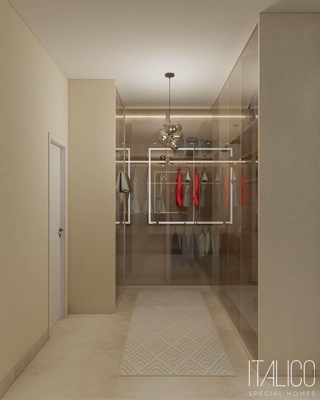 Closet Refinado com Portas de Vidro e Luminária Bronze - Italico ...