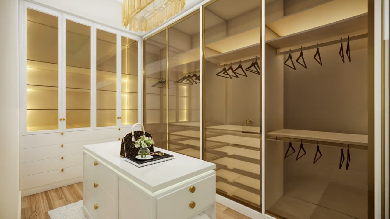 Closets com Vidro e Detalhes de Decoração - Italico Special Homes